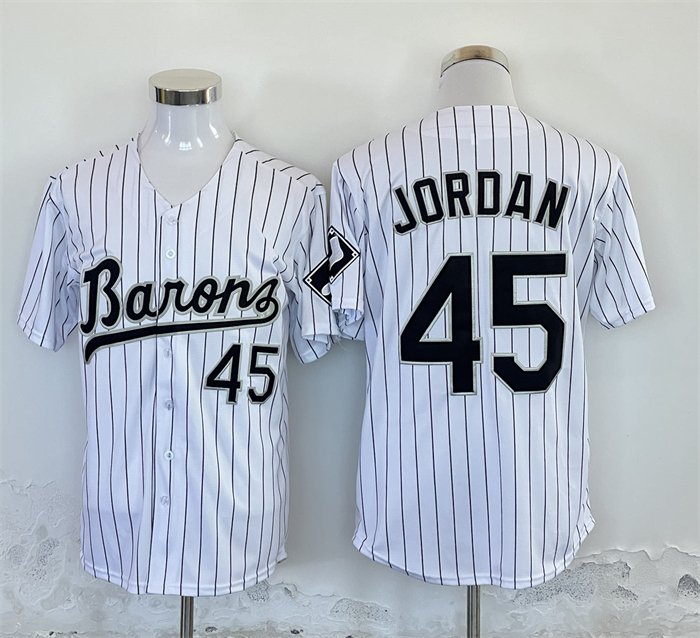 Birmingham Barons #45 Michael Jordan White Throwback Stitched Baseball ...