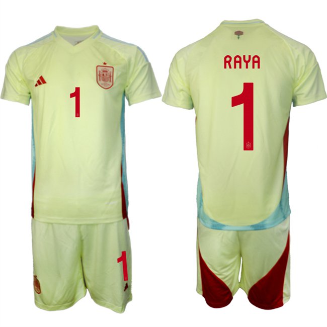 Spain Team #1 David Raya 2024-25 Yellow Away Soccer Jersey Suit