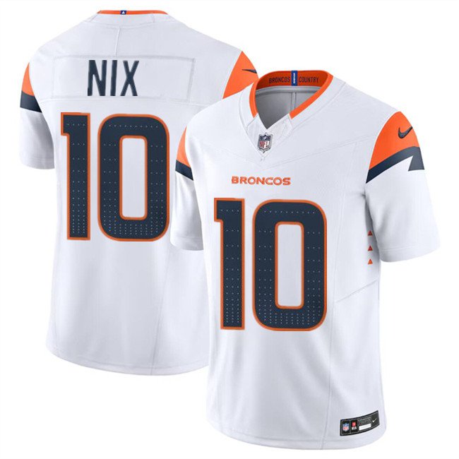 Denver Broncos #10 Bo Nix White 2024 Draft F.U.S.E. Vapor Limited Stitched Football Jersey