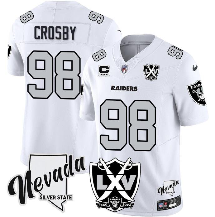 Raiders #98 Maxx Crosby White F.U.S.E. With Nevada Silver Stat & 65th ...