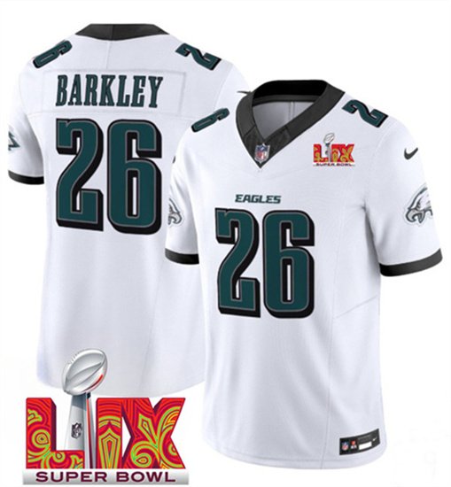 Eagles #26 Saquon Barkley White 2025 Super Bowl LIX Patch F.U.S.E ...