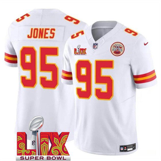 Chiefs #95 Chris Jones White 2025 F.U.S.E. Super Bowl LIX Patch Vapor ...