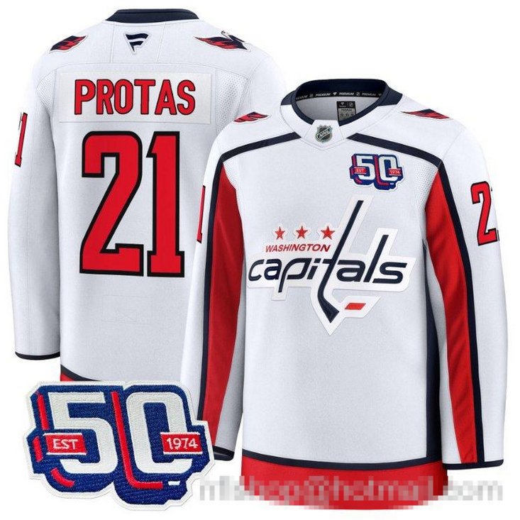 Men's Washington Capitals Aliaksei Protas #21 50th Anniversary White ...