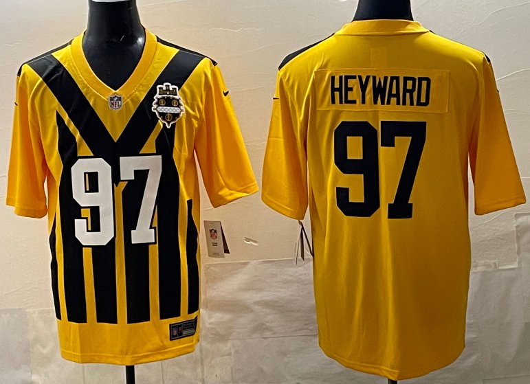 Pittsburgh Steelers #97 Cameron Heyward Gold 1933 Throwback Football ...