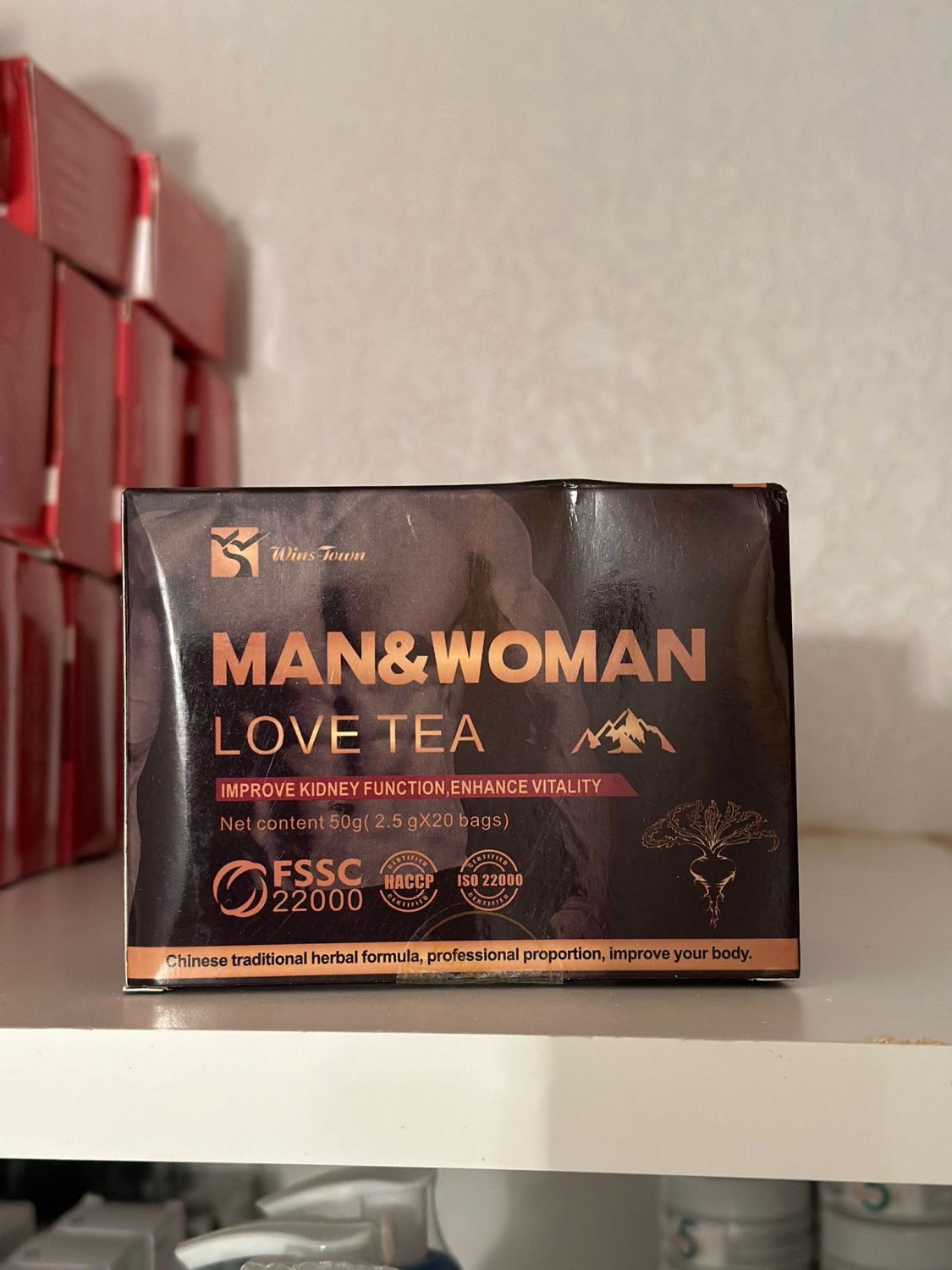 Man and woman love tea energy Vitality maca herbs male healthcare ...