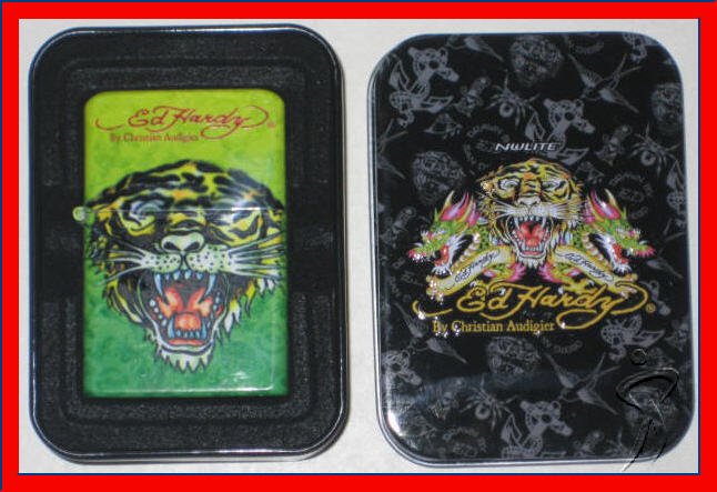 ED HARDY Cheetah Tiger Lighter Flip Top Tattoo Art Collectible by ...