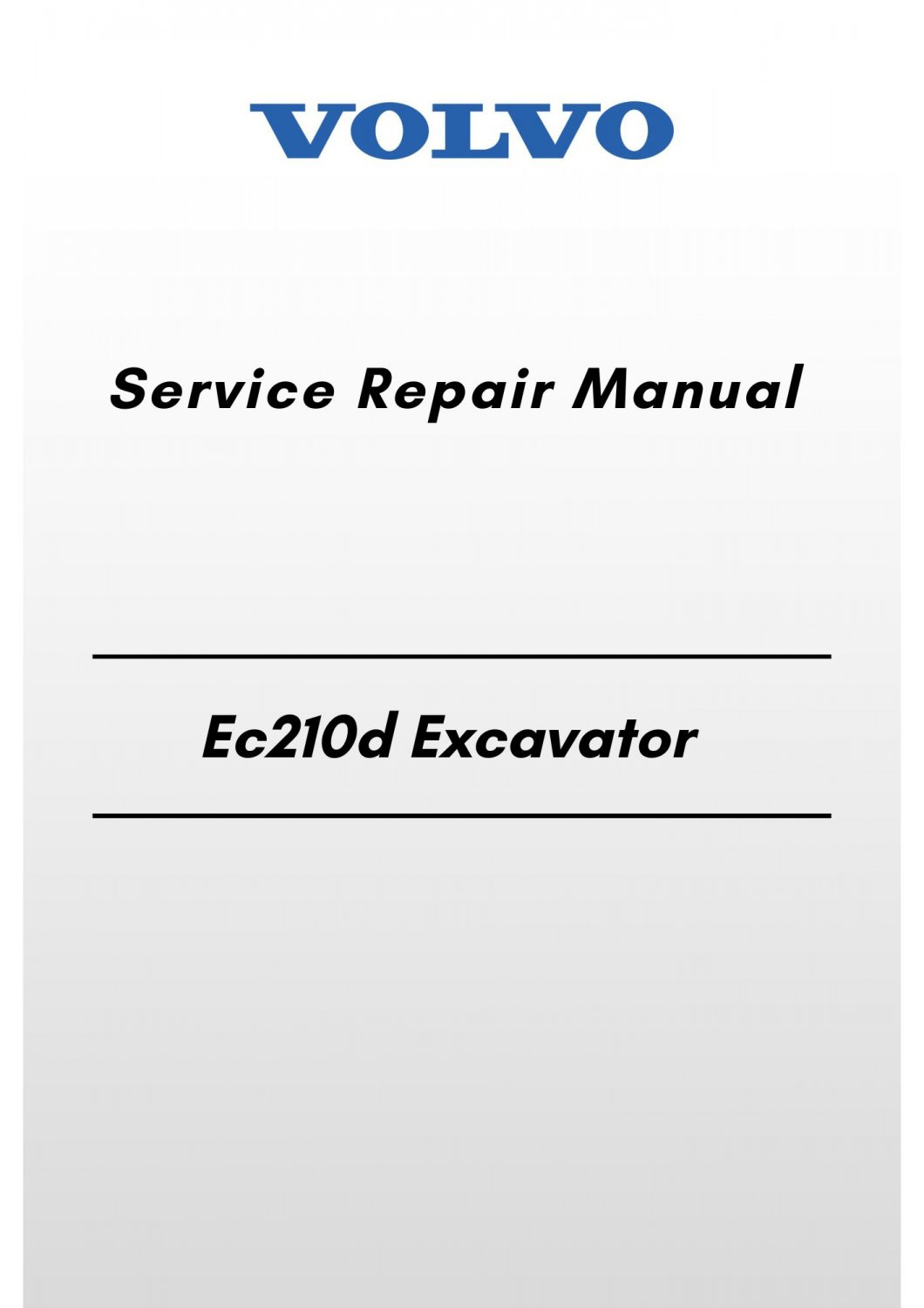 Volvo Ec210d Excavator Service Repair Manual