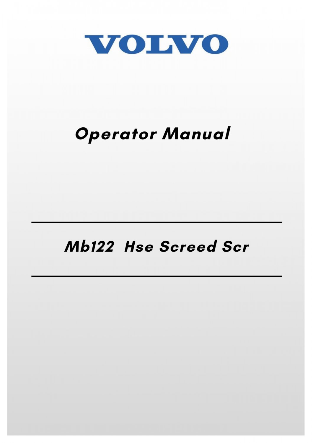 Volvo Mb122 Hse Screed Scr Operator Manual