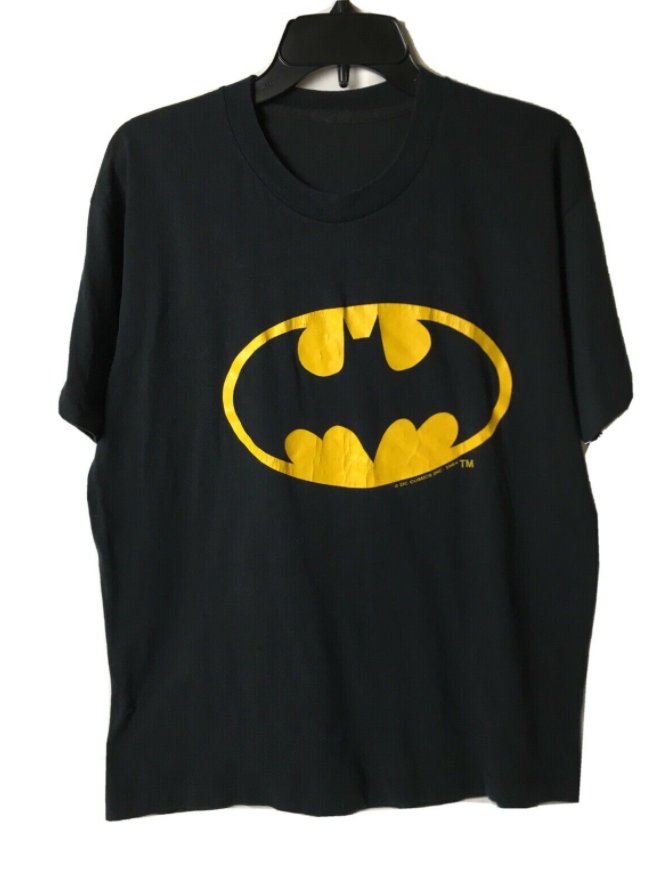 Vintage Batman Classic Logo Black Graphic T-shirt
