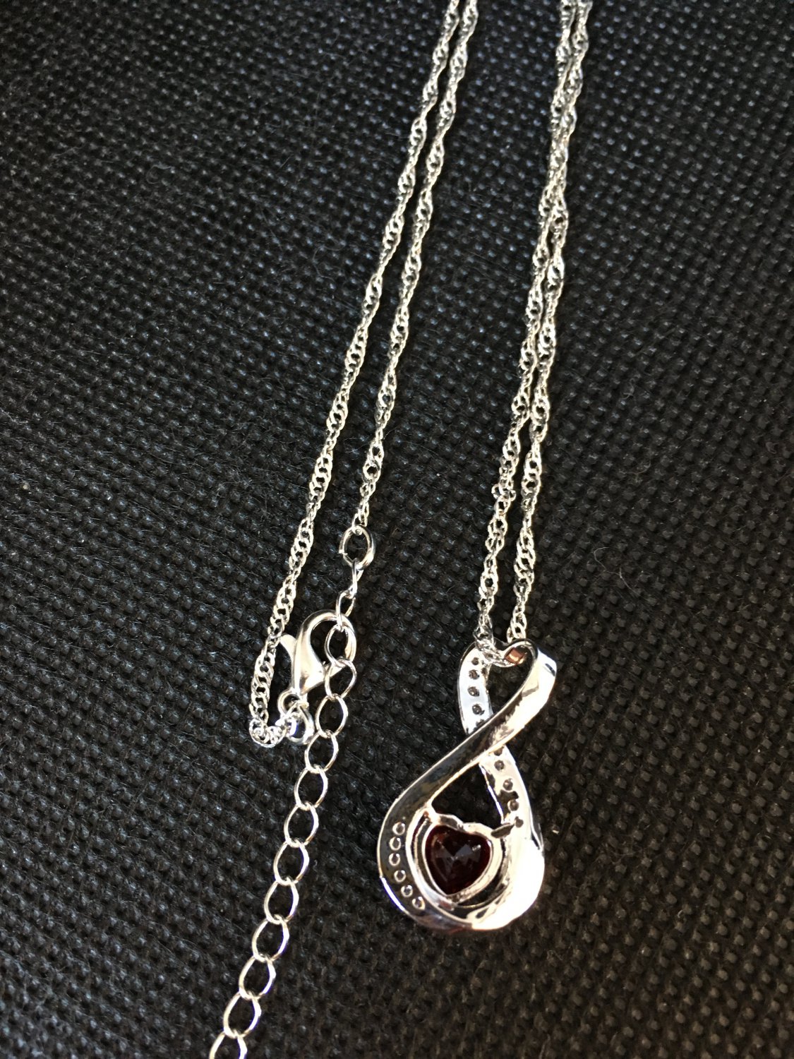 Necklace Heart Shape Red Ruby Infinity Necklace #167 USA Seller