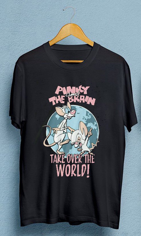 Pinky and the Brain Take Over the World Official Animaniacs Black T-shirt