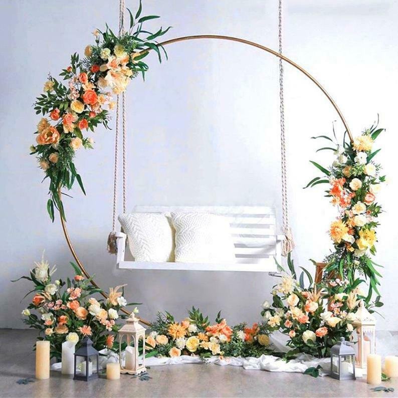 7FT Tall Gold Round Wedding Arch, Metal Arch, Round Arch Backdrop Stand