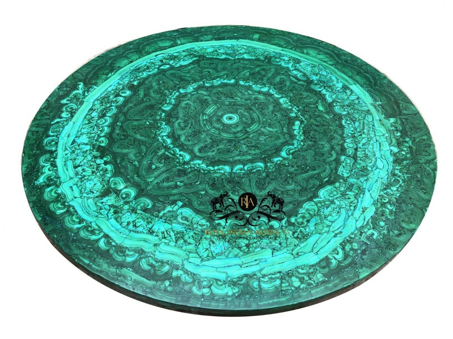 20" Random Green Malachite Marble Kitchen Hallway Inlay Table Top Home ...