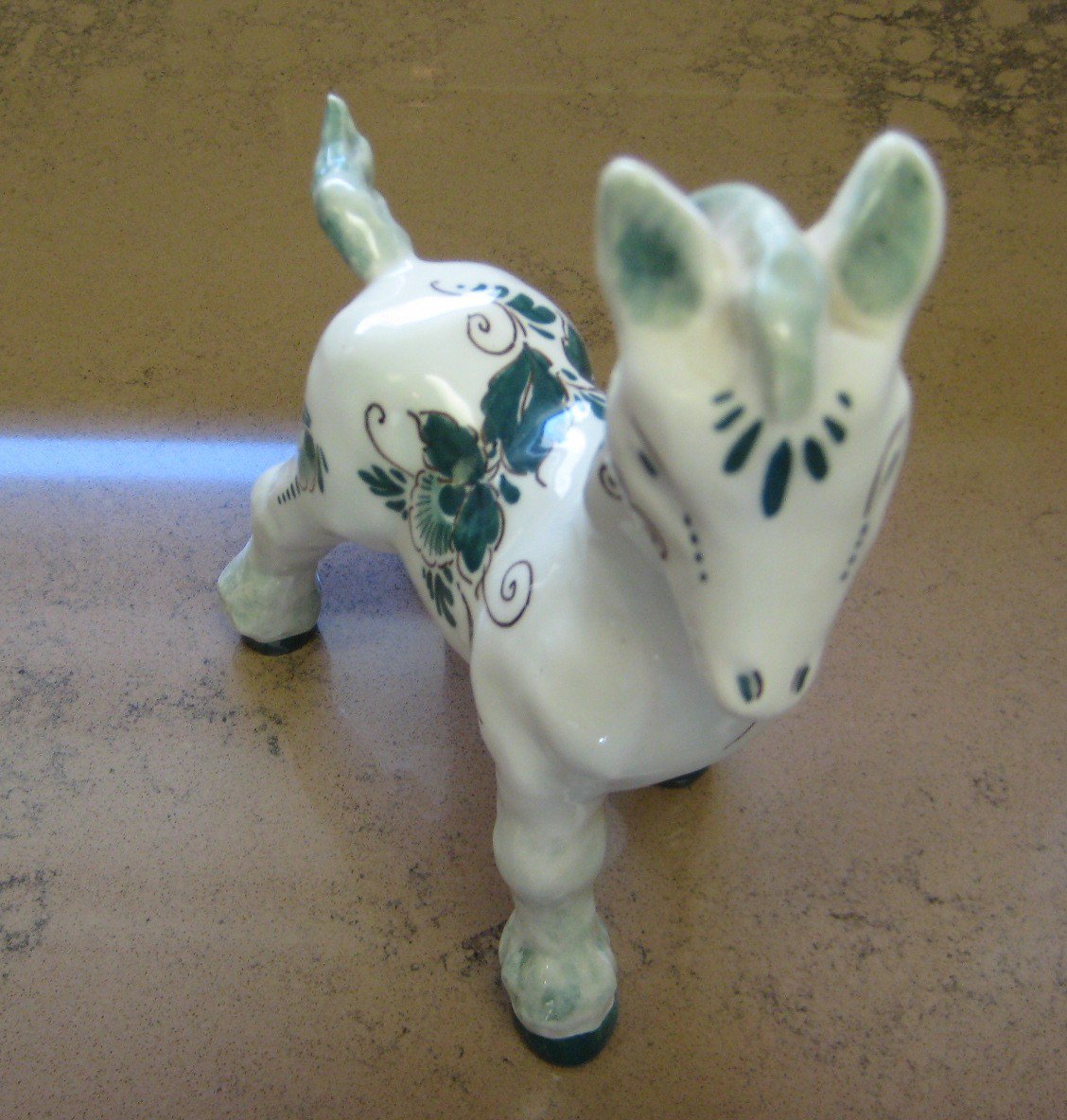 Plateelbakkerij Schoonhoven Green Delftware Pottery Horse Figurine
