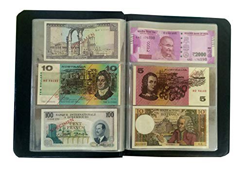 paper money currency note collection album for 90 notes-Black(Pack of 1)
