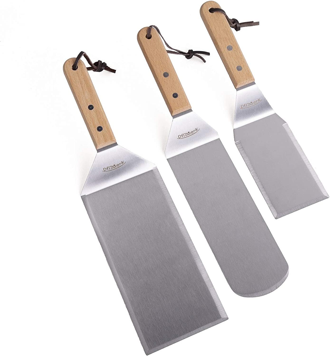 Dflowerk Professional Metal Spatula Set Stainless Steel Griddle Scraper ...