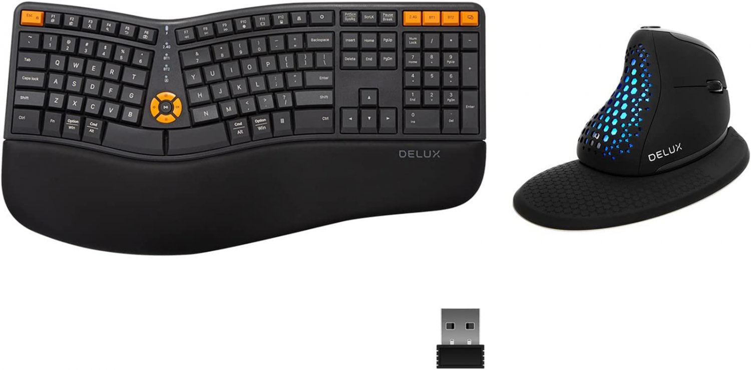 Wireless Ergonomic Keyboard Mouse Combo Split Ergo Keyboard And