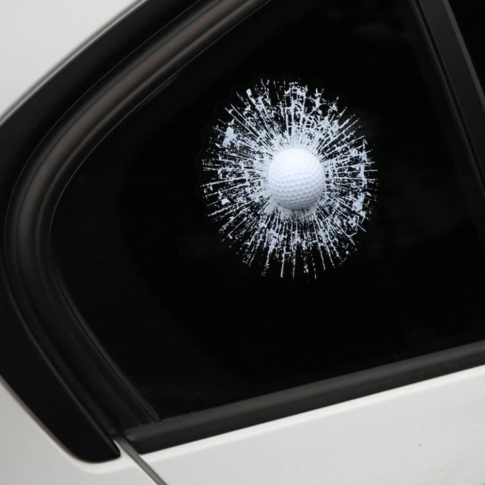 3D Prank Tricky Broken Glass Sticker Car Window Ball Hits Self Adhesive ...
