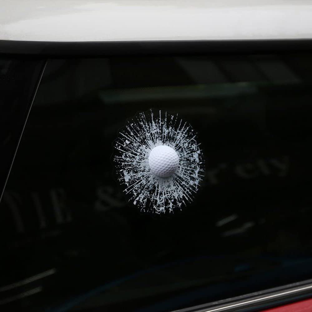 3D Prank Tricky Broken Glass Sticker Car Window Ball Hits Self Adhesive ...