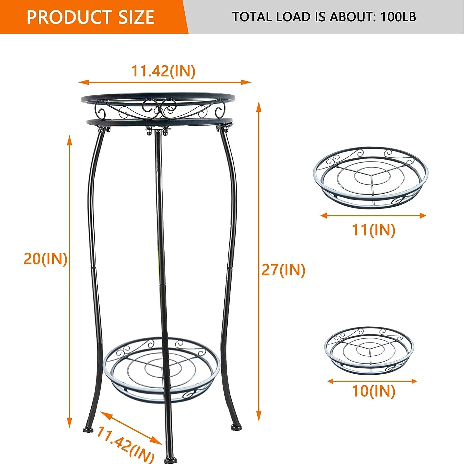 Plant Stand Indoor Outdoor, 2 Tier Tall Metal round Plant Stands ...