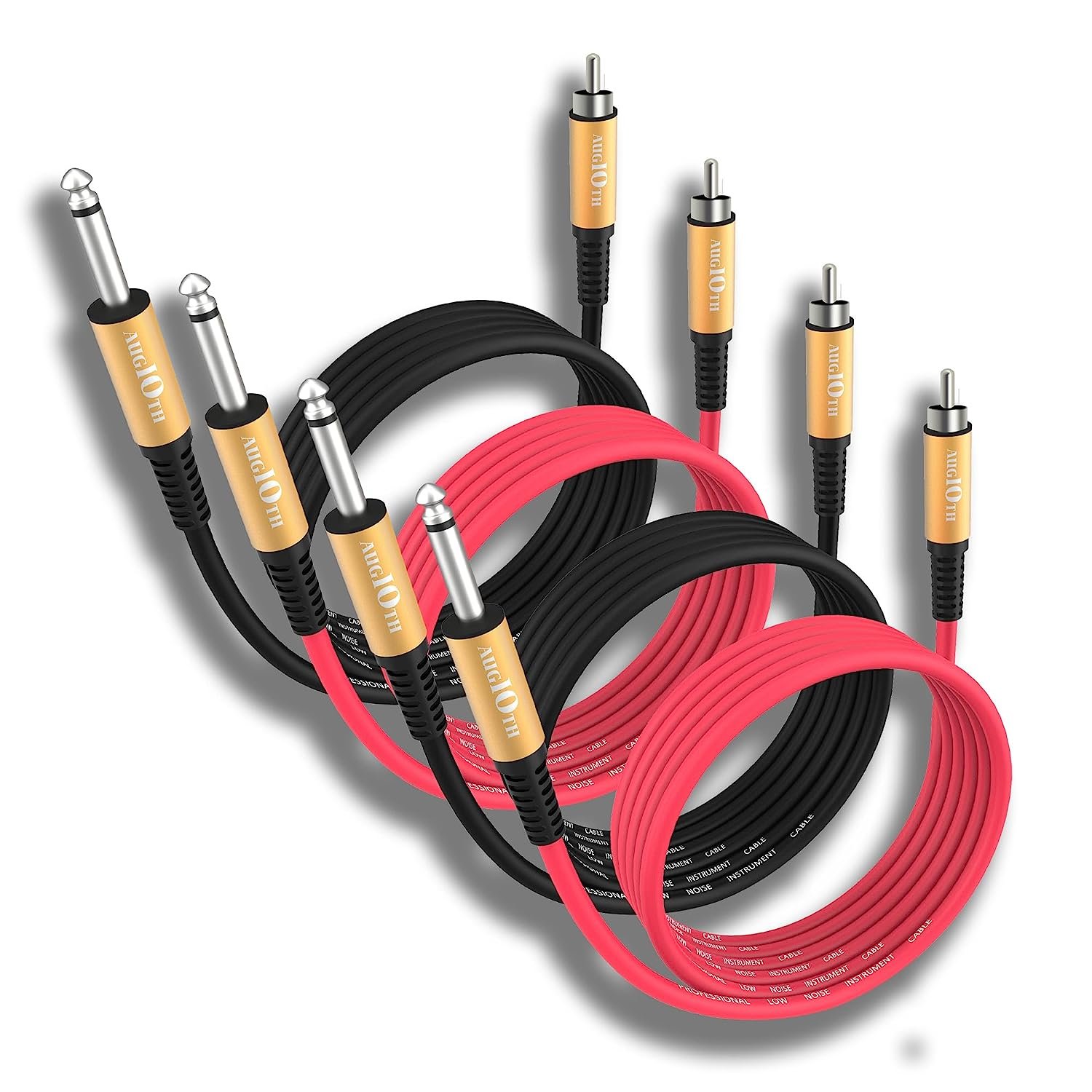 RCA to 1/4 Inch Cable Dual 15Ft 2 Pair, 6.35 TS Mono to RCA Male Audio ...