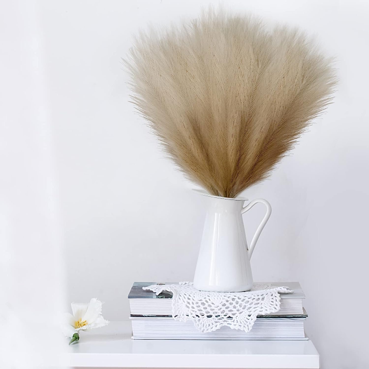 Faux Pampas Grass, 6Pcs 17 Inch Artificial Pampas Grass Fluffy Pompous ...