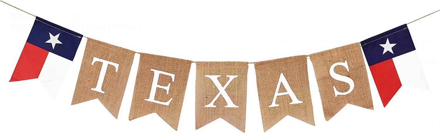 Burlap Texas Banner for Texas Themed Party Supplies - Jute Texas Lone ...
