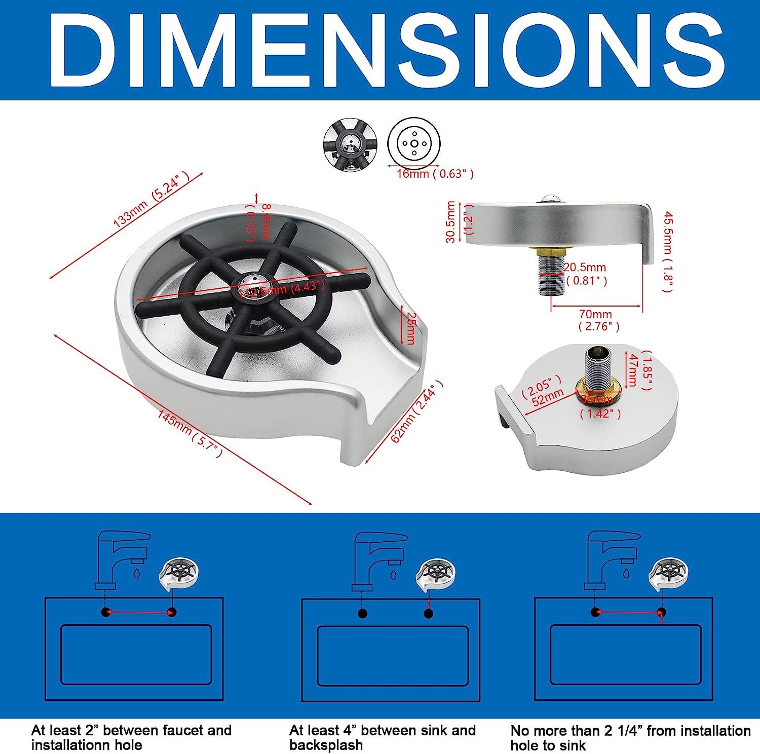 Faucet Glass Rinser, Automatic Coffee Cup Cleaner Washer,With Side ...