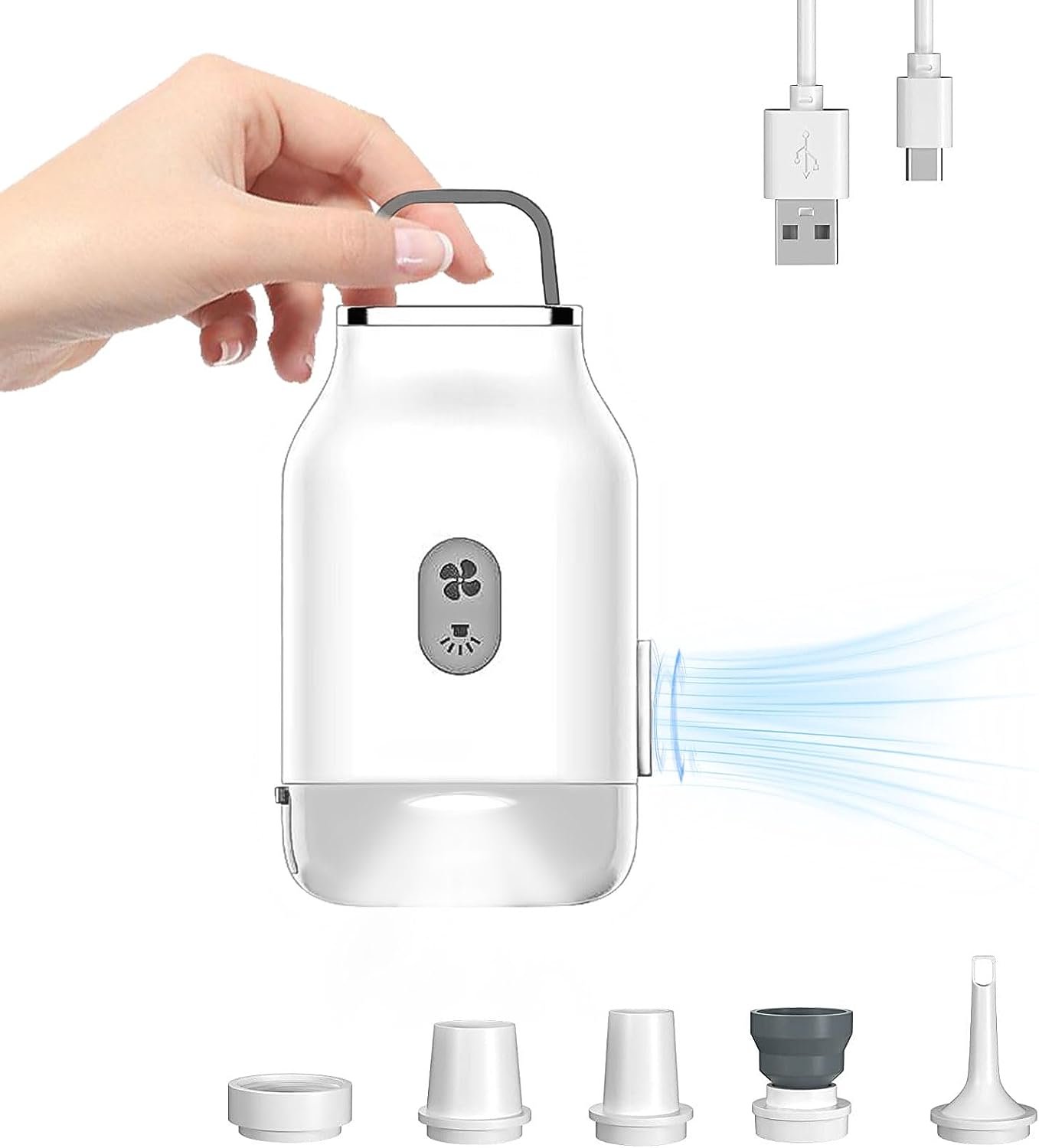 Portable Air Pump for Inflatables Air Mattress 3000Mah Battery Type-C ...