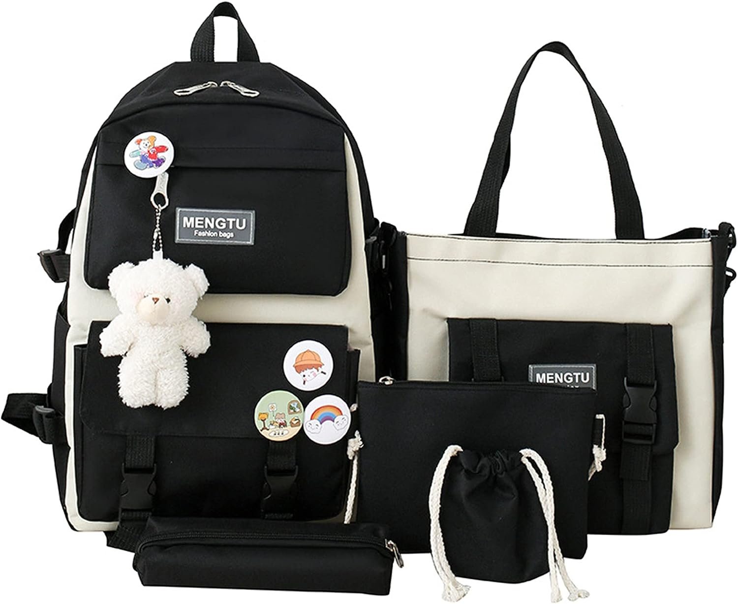 Kawaii Backpack Set 5Pcs Aesthetic School Bags Cute Backpack Set with ...