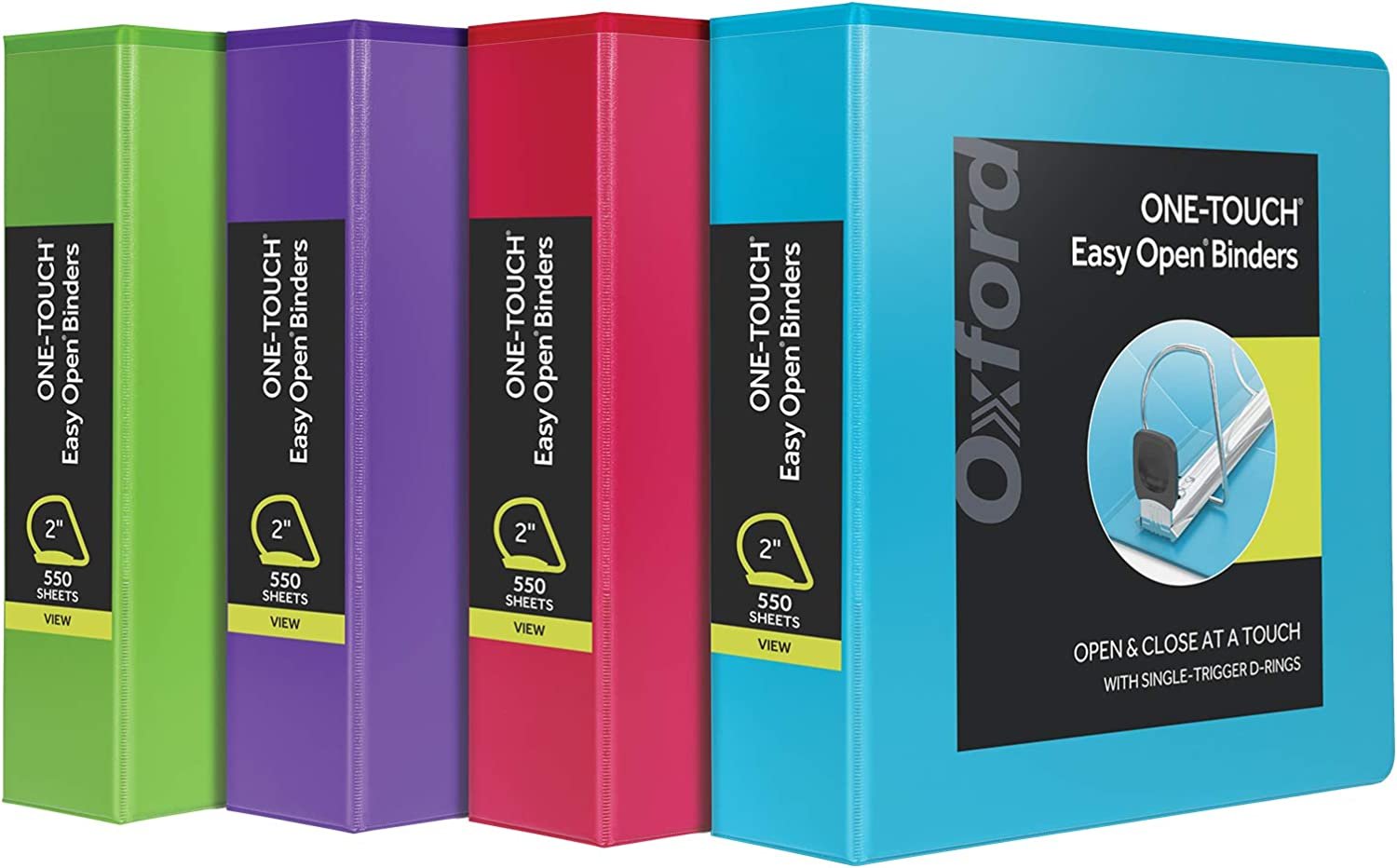 Oxford 3 Ring Binders, 2 Inch One-Touch Easy Open D Rings, View Binder ...