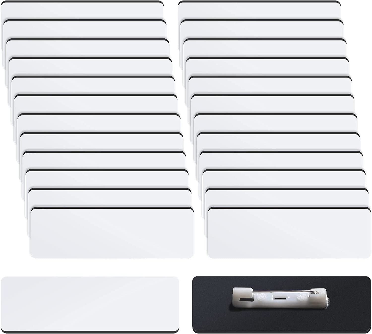 Name Tag Blank Name Badges 1 X 3 Inch DIY Blank ID Name Badge with Pin ...