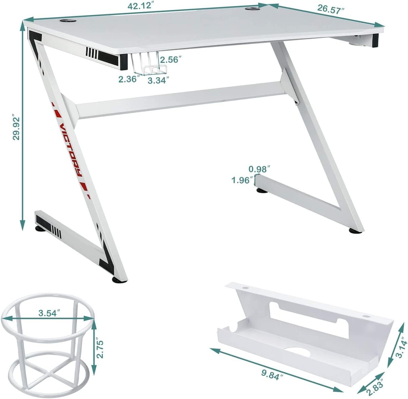 Z-Shaped Gaming Desk PC Computer Desk Racing Gaming Table Gamer ...
