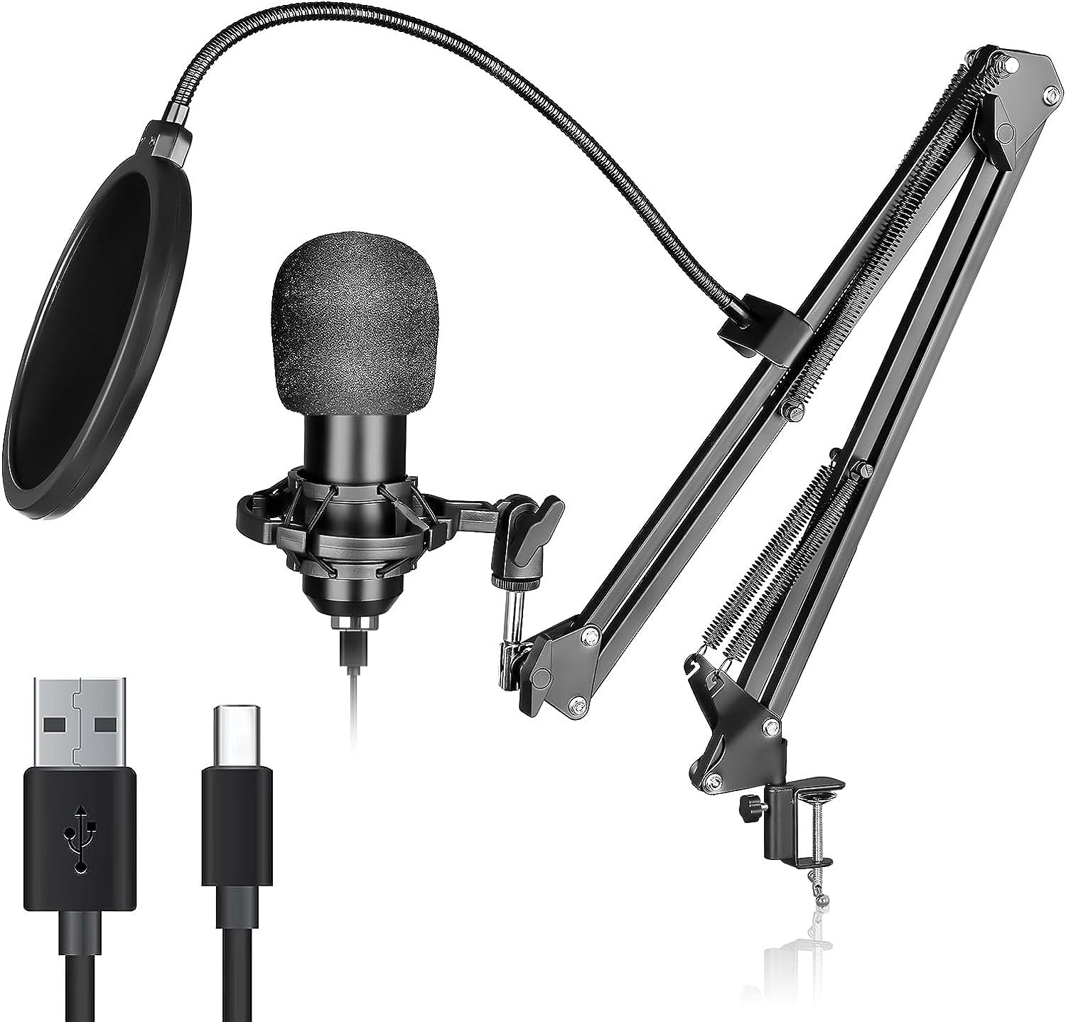 USB Condenser Microphone, Plug & Play Professional Cardioid Studio Mic ...