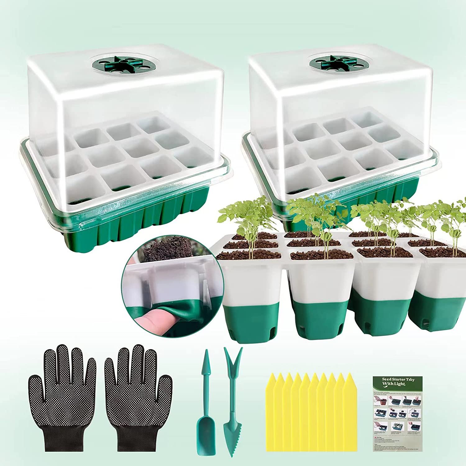Seed Starter Tray Germination Kit, Reusable Seed Starting Kit with ...