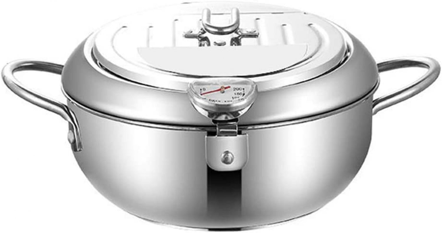 Stainless Steel Deep Fryer Pot Tempura Fryer Pan, Temperature Control ...