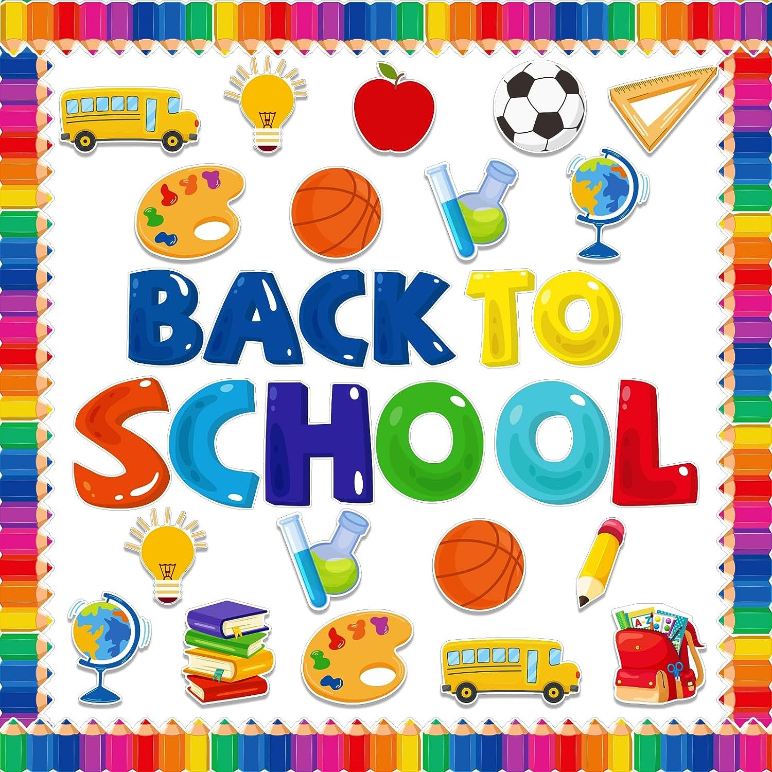 Back to School Cutouts Bulletin Board Decorations, First Day of ...