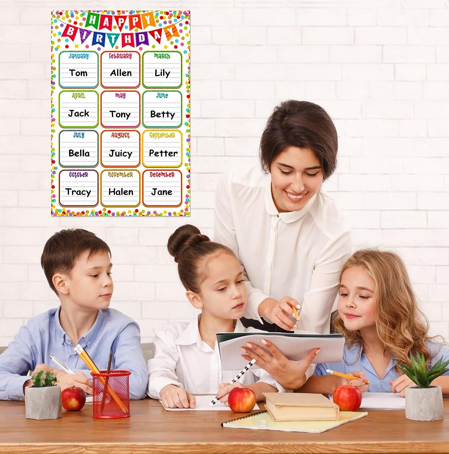 Confetti Happy Birthday Chart Poster for Classroom Decorations Birthday ...