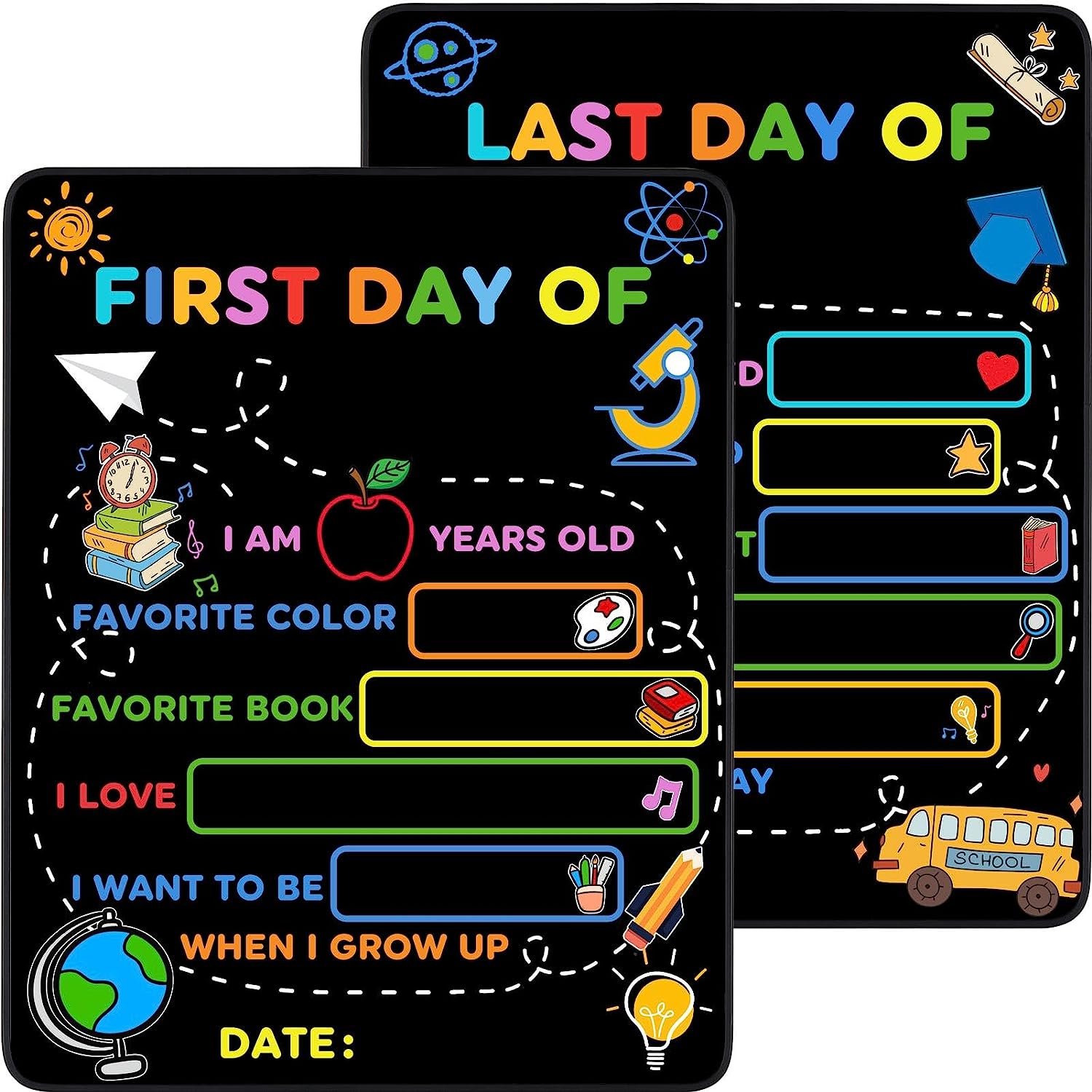 First & Last Day of School Board Sign, 14X11 Inch Back to School ...