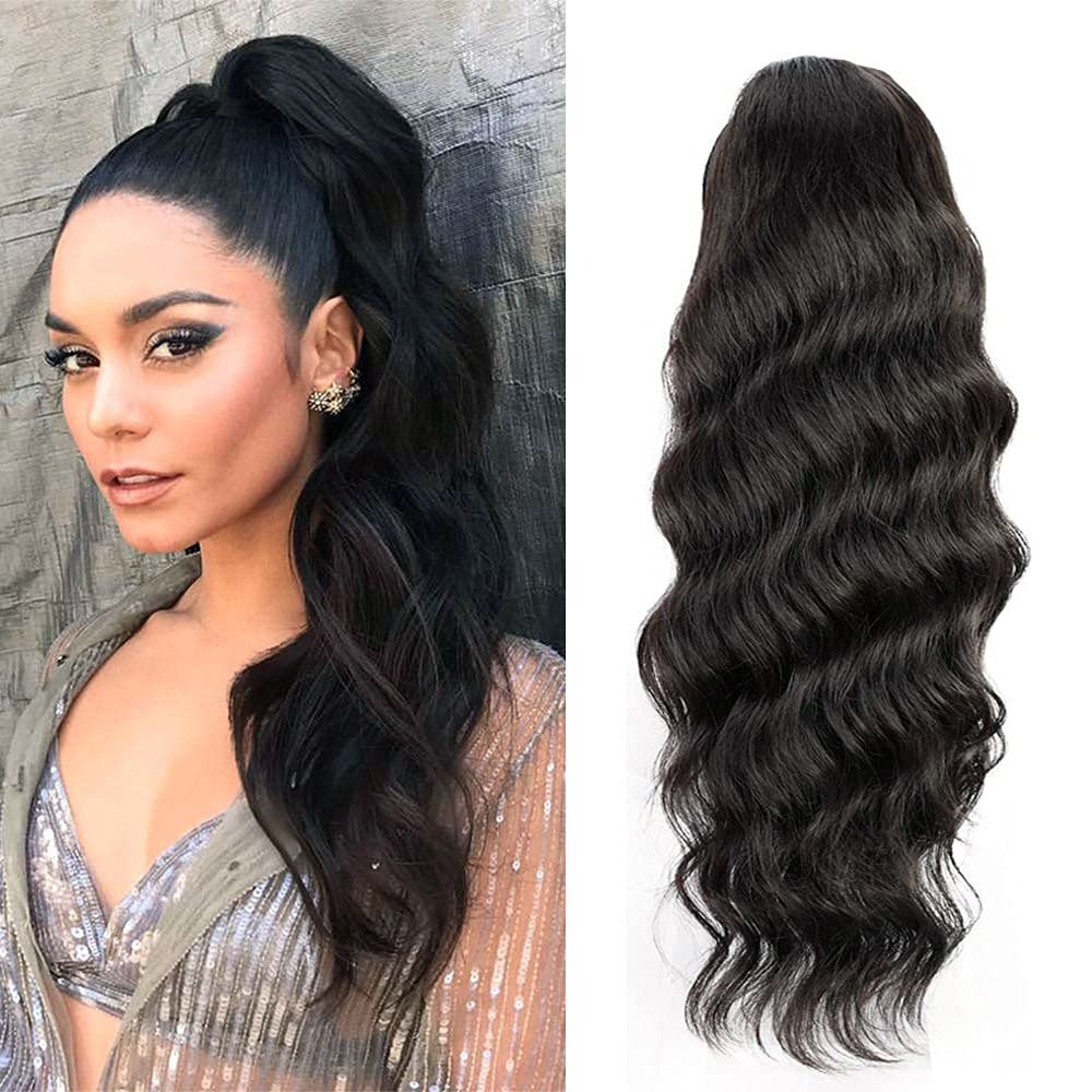 24 Inch Body Wave Human Hair Drawstring Ponytail Extension Curly ...