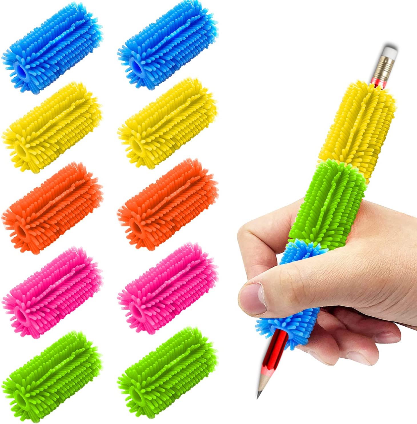 Reusable Squishy Pencil Grips for Kids Handwriting - Perfect Colorful ...