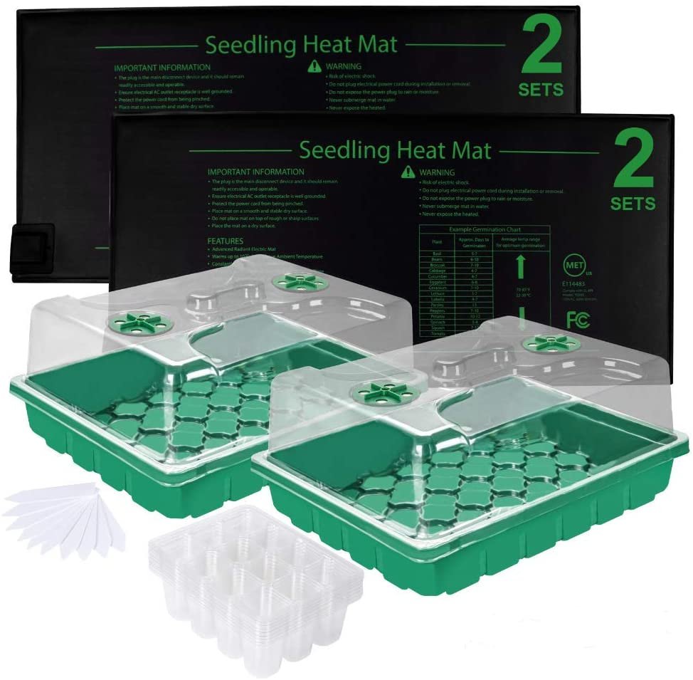 2 Sets Strong Seed Trays with Heat Mats, 48-Cell Seed Starter Kit ...
