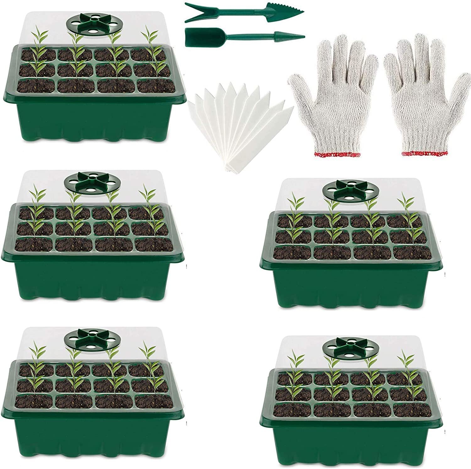 5-Pack Seed Trays Seedling Seed Kit with Transparent Top Cover and ...