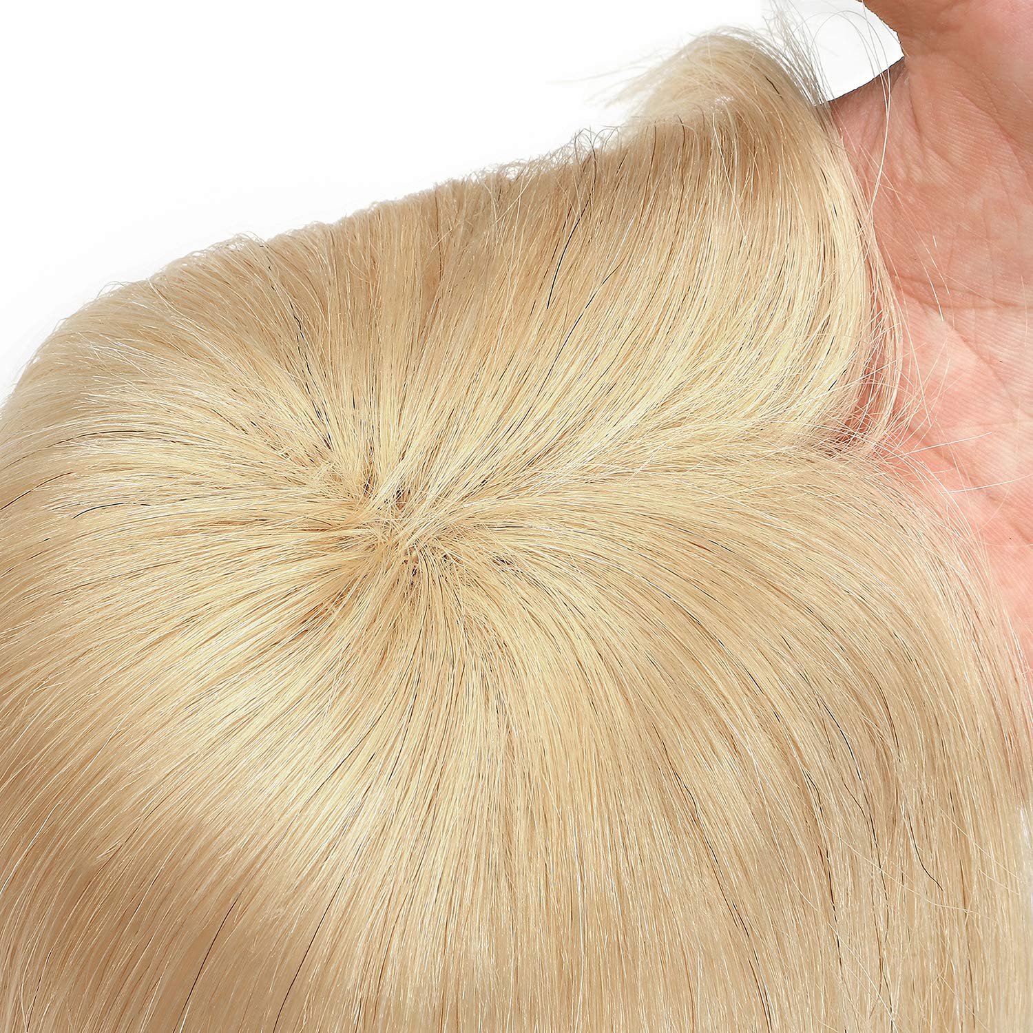 150% Density Human Hair Toppers with Bangs Mono Base Clip in Topper Top ...