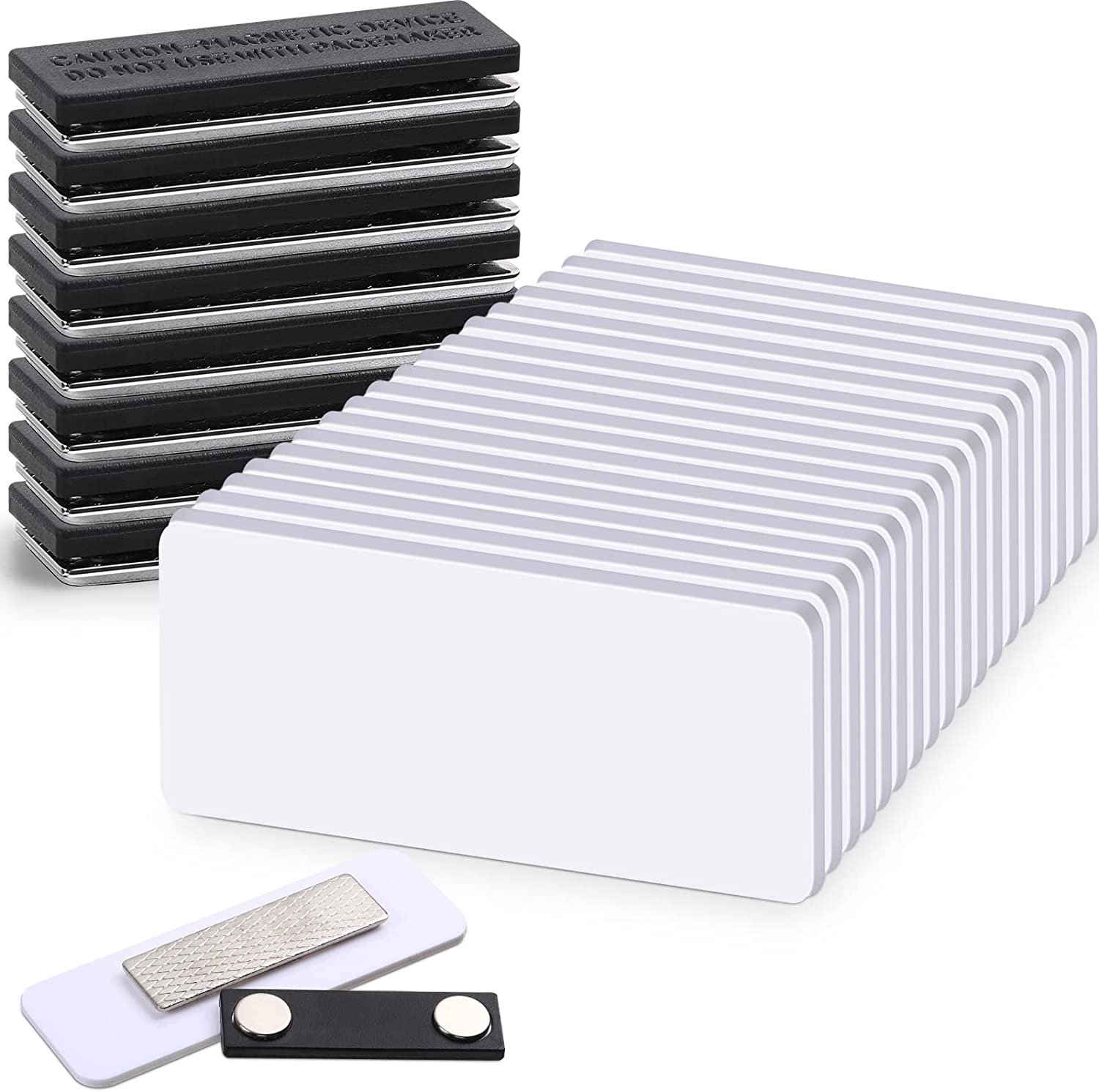 30 Packs Name Tag Blank Name Tags Magnetic Name Tag with Magnetic ...