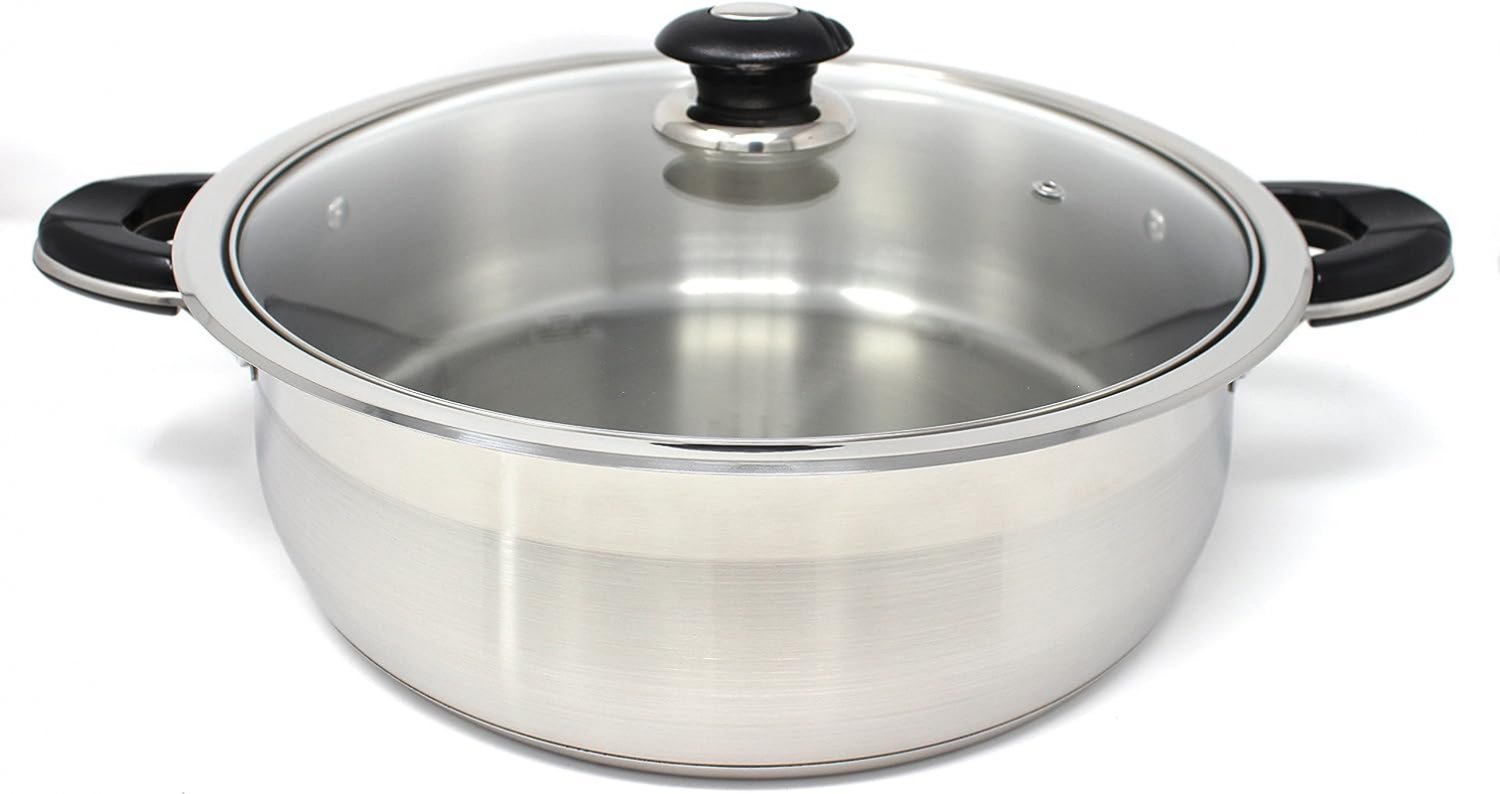 CONCORD Tri-Ply Stainless Steel Low Stock Pot Chicken Fryer (12 Quart)