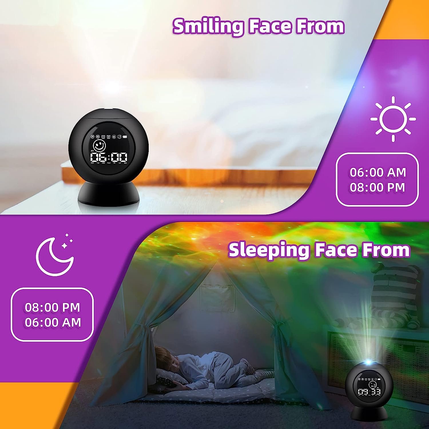 LED Alarm Clock Projection Light, Star Projector Galaxy Adjustable ...