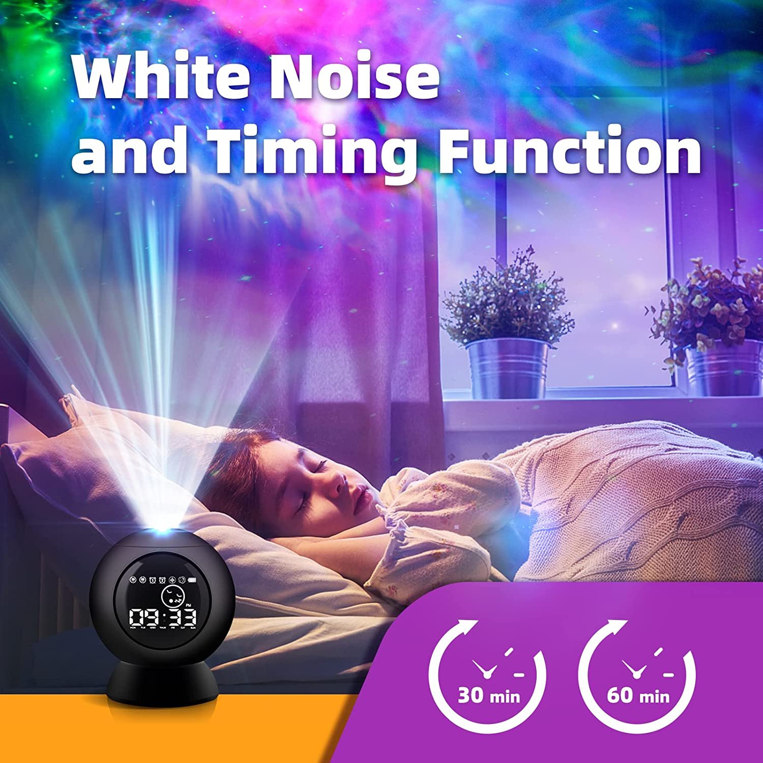 LED Alarm Clock Projection Light, Star Projector Galaxy Adjustable ...