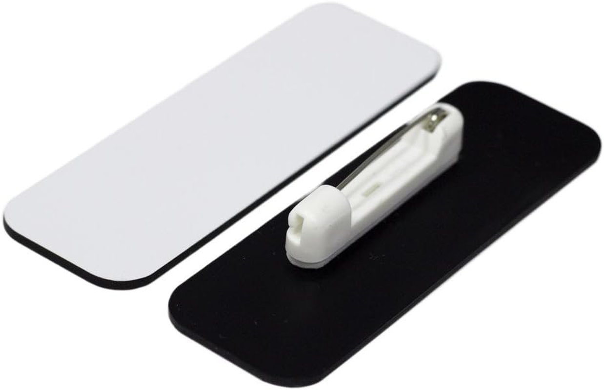 Name Tag/Badge Blanks - 25 Pack - White 1" X 3", round Corners, Pin