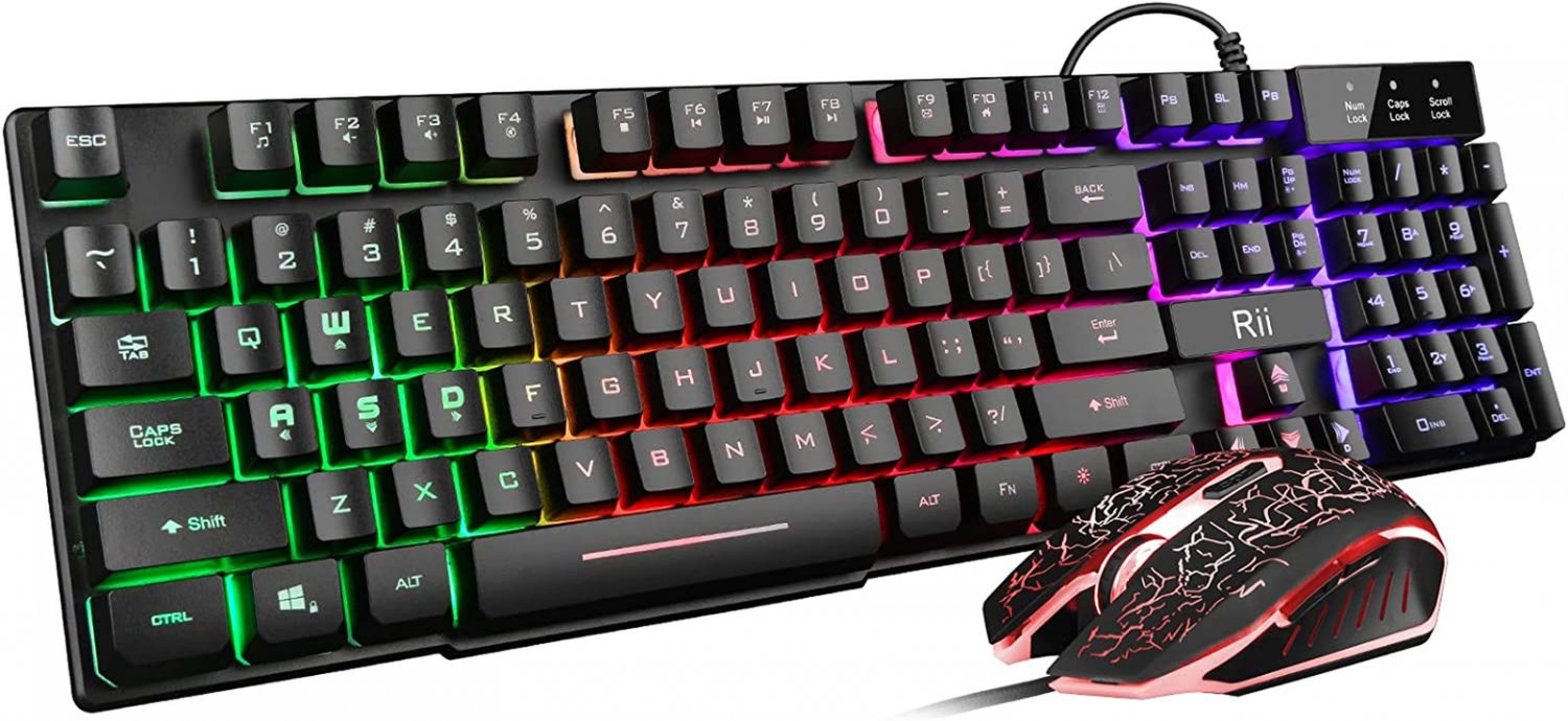 Rii Gaming Keyboard and Mouse Set, Multiple Color Rainbow LED Backlit ...